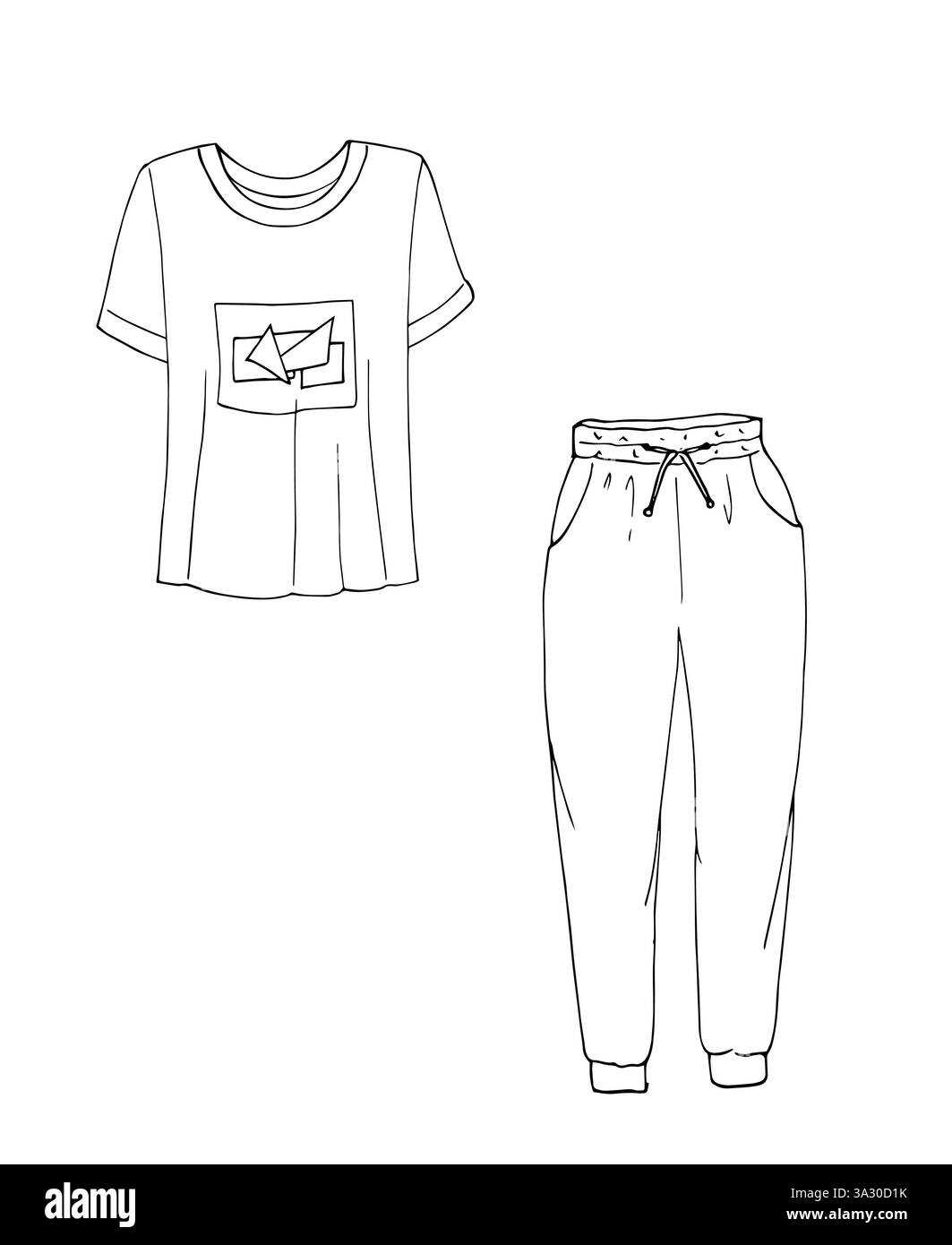 Womens homewear, tshirt and athletic pants with pockets and drawstring ...