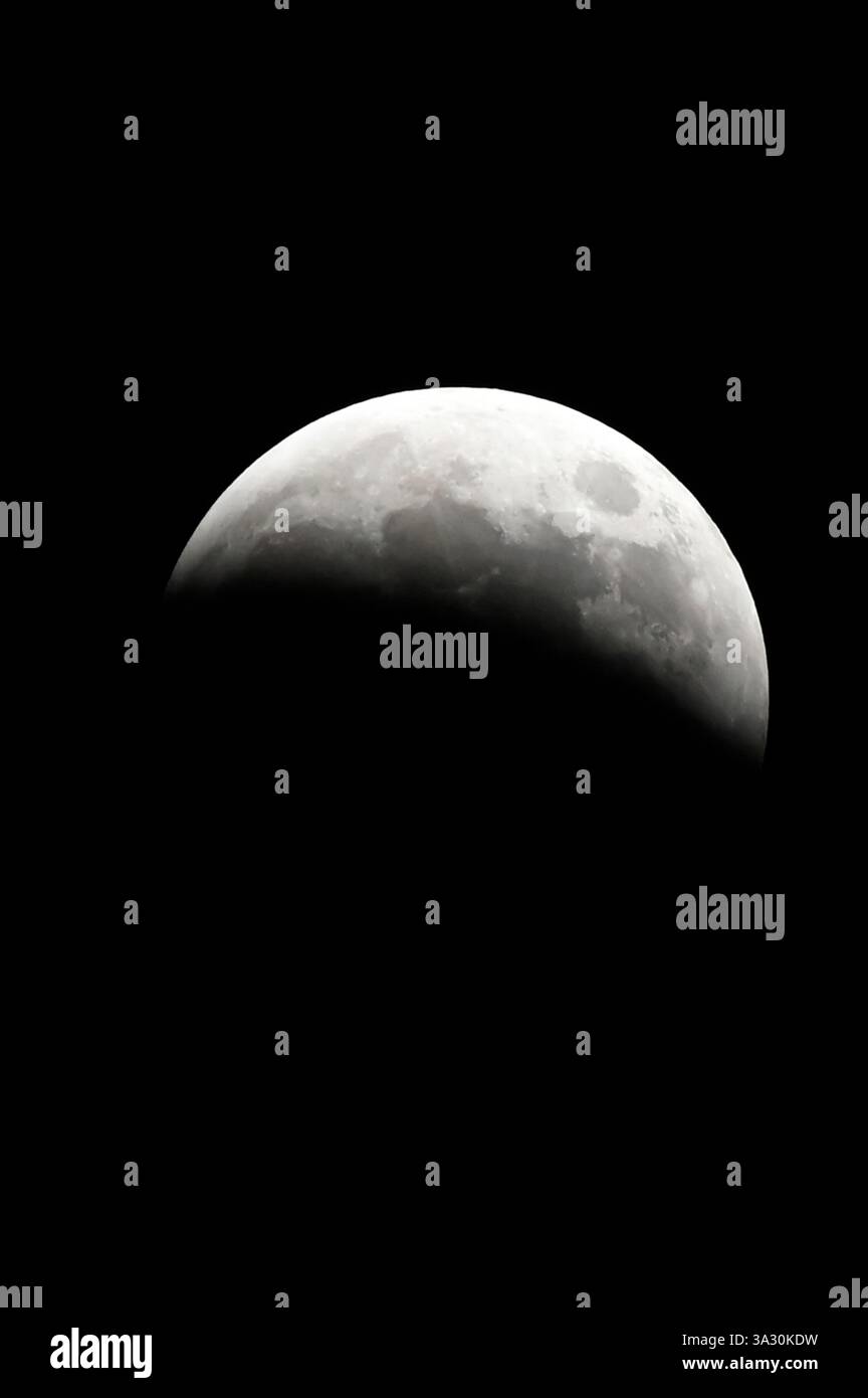 General view of the total lunar eclipse where the moon will be tinged ...