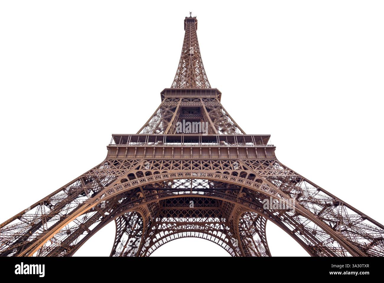 The Eiffel tower, Paris France isolated on white background, cut out ...