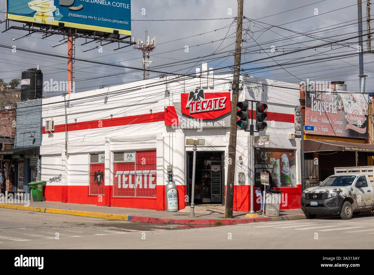 Liquor Store In Ensenada Mexico Advertising Tecate Mexican Beer, Cross Roads In Ensenada Mexico ...