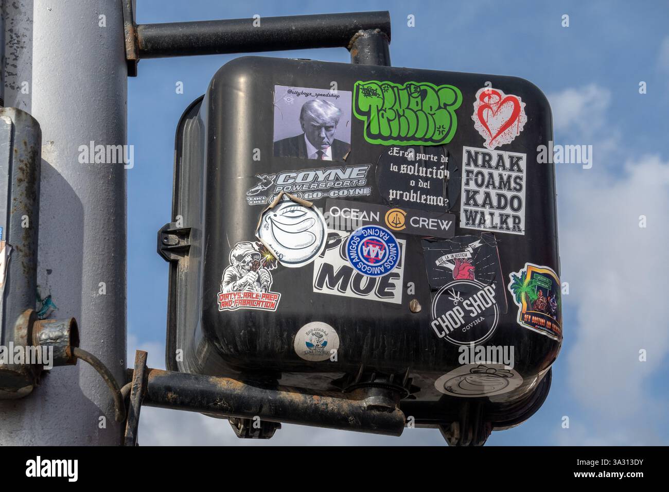 Stickers Decals Stuck To A Traffic Signal Box Picture Of President ...