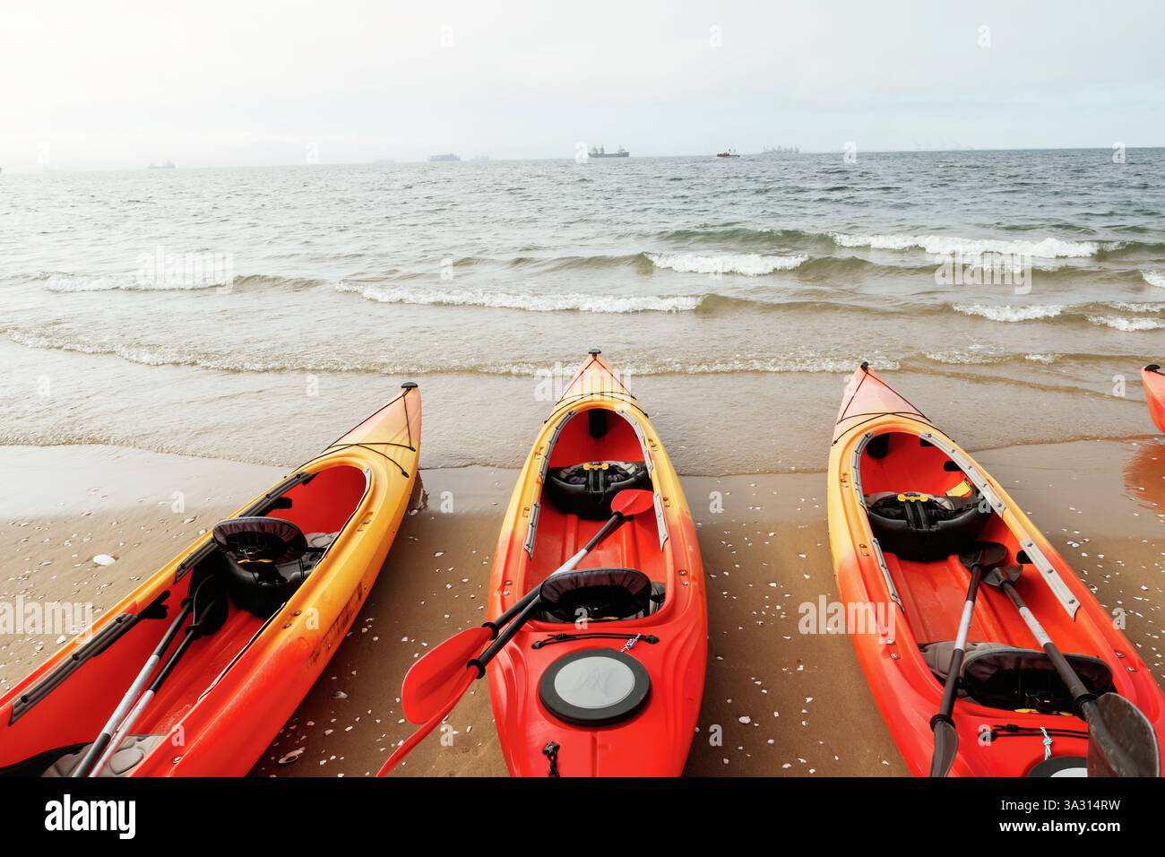 Kayaks is on the sand. Majestic view of the beach in the Africa Stock ...