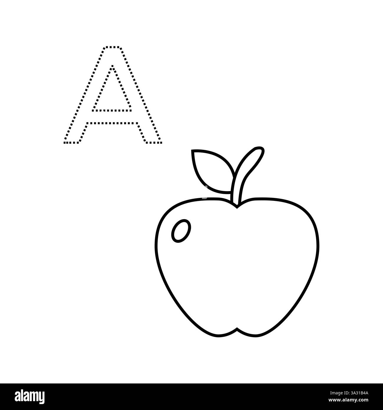 Apple outline drawing for kids coloring page vector illustration Stock ...