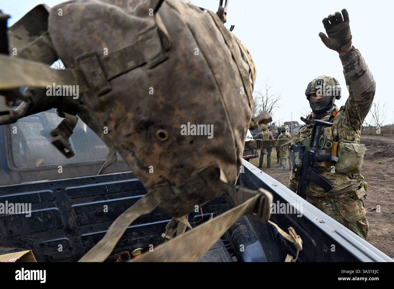 Soldiers of the Aida group of the Akhmat special forces in the village ...