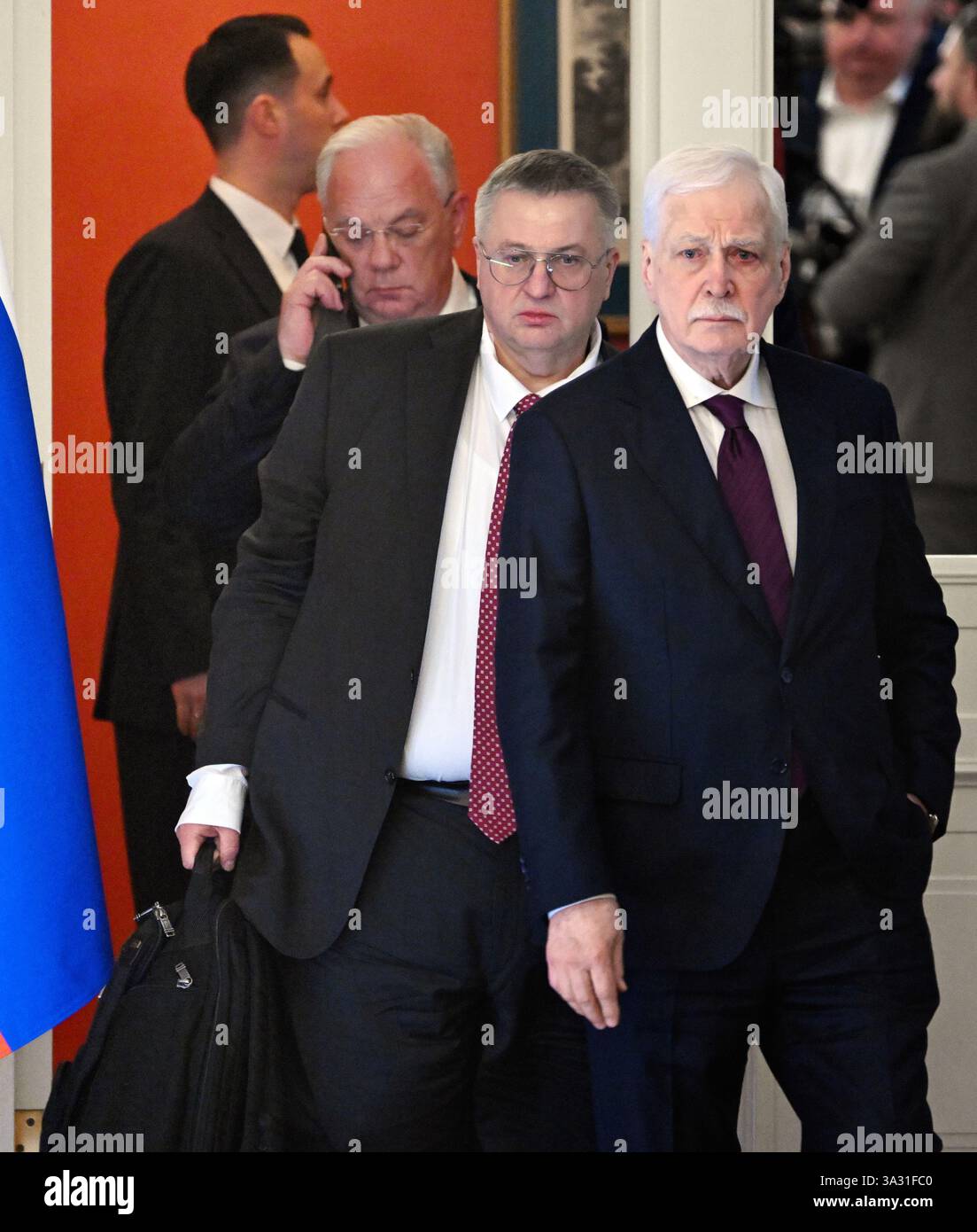 Moscow, Russia. 13th Mar, 2025. From right to left: Russian Ambassador ...