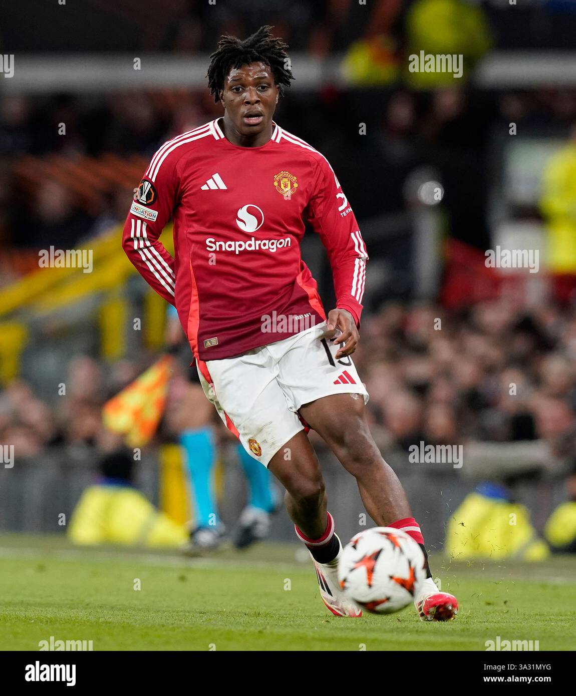 Manchester, England, 13th March 2025. Patrick Dorgu of Manchester ...