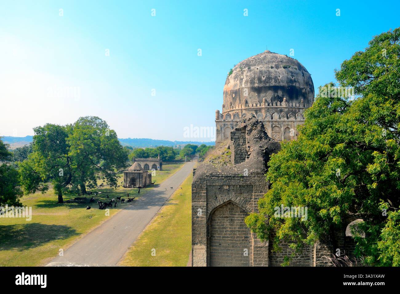 Partial view of the tombs, The Bahmani tombs complex, Ashtoor, Bidar ...