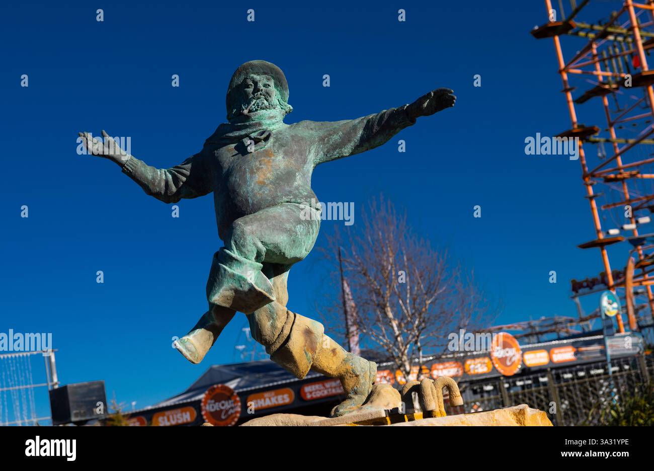Skegness, Lincolnshire, UK - January 25th 2025 - Jolly Fisherman statue ...