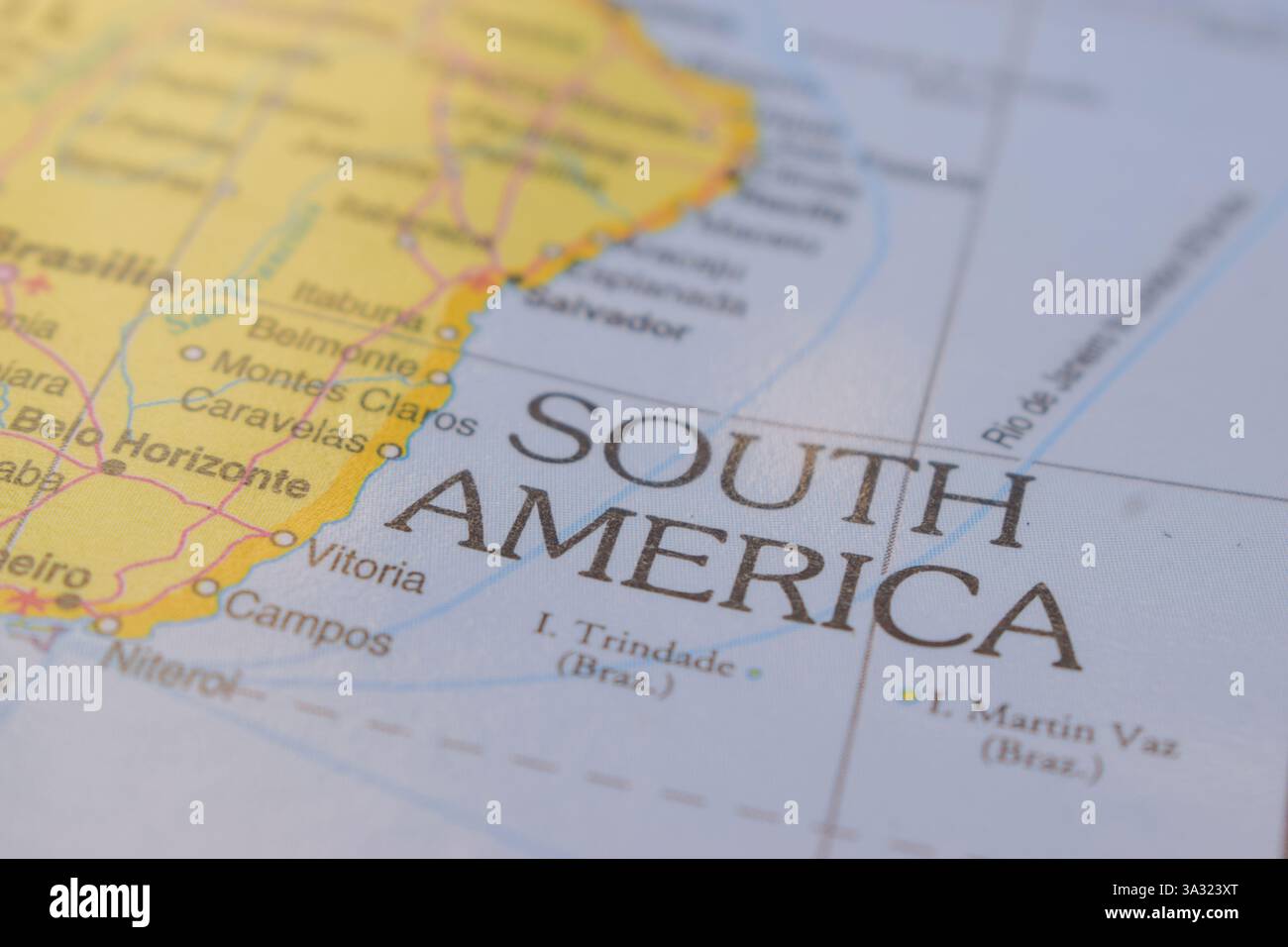 South America On The World Map-Geo Political Map Stock Photo - Alamy