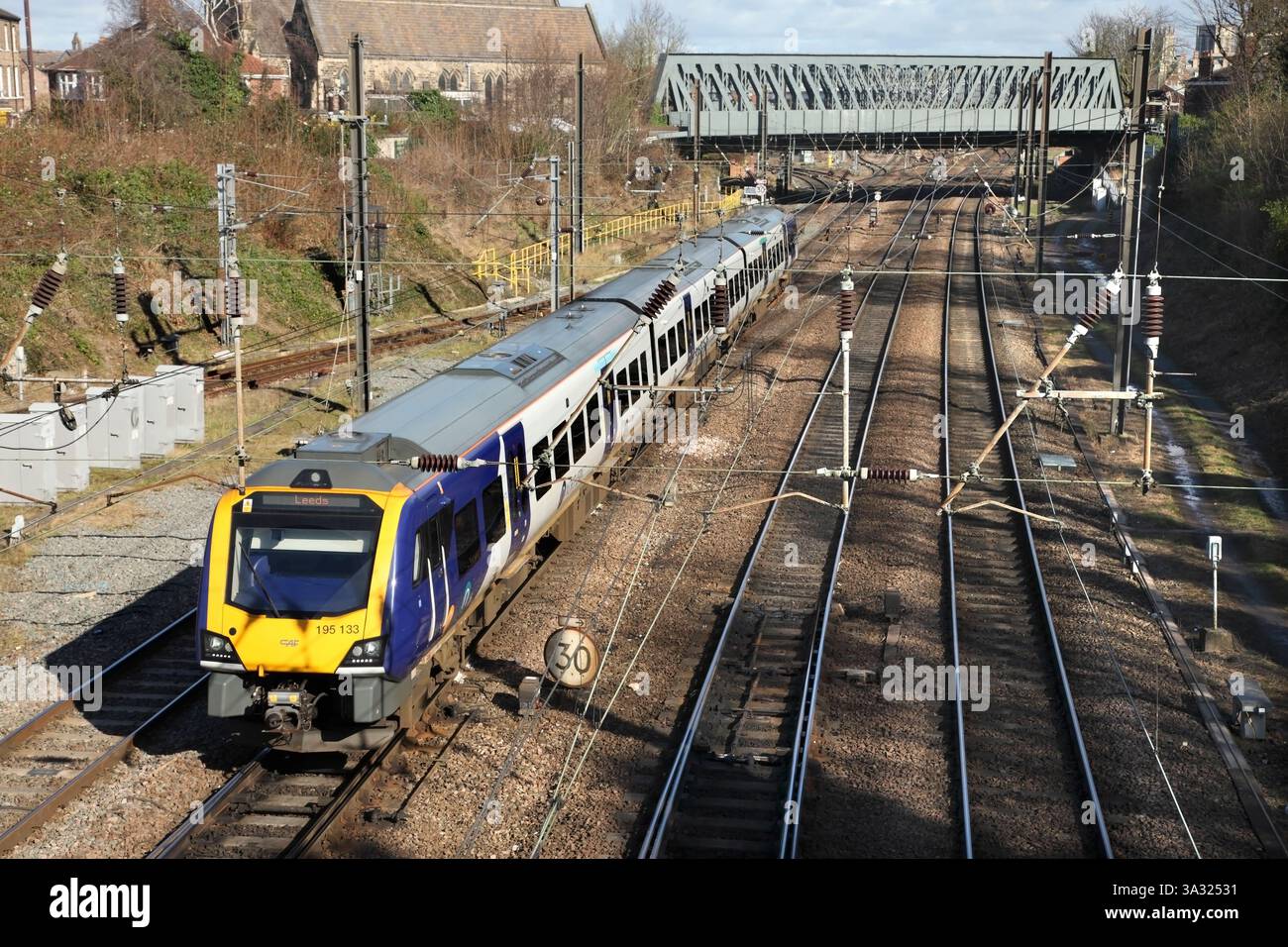 Northern Rail class 195 diesel multiple unit 195012 leaves York en ...