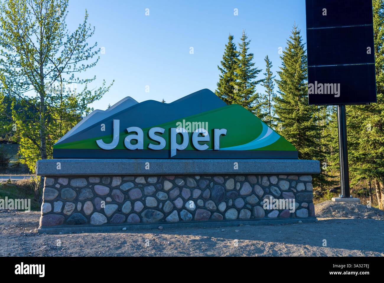 Welcome to Jasper Town Sign Amidst Scenic Canadian Rockies. Jasper ...