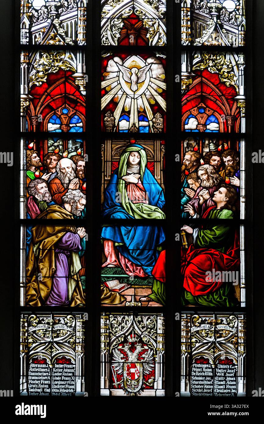 MELK, AUSTRIA - MAY 12, 2019: This is a fragment of one of the stained ...