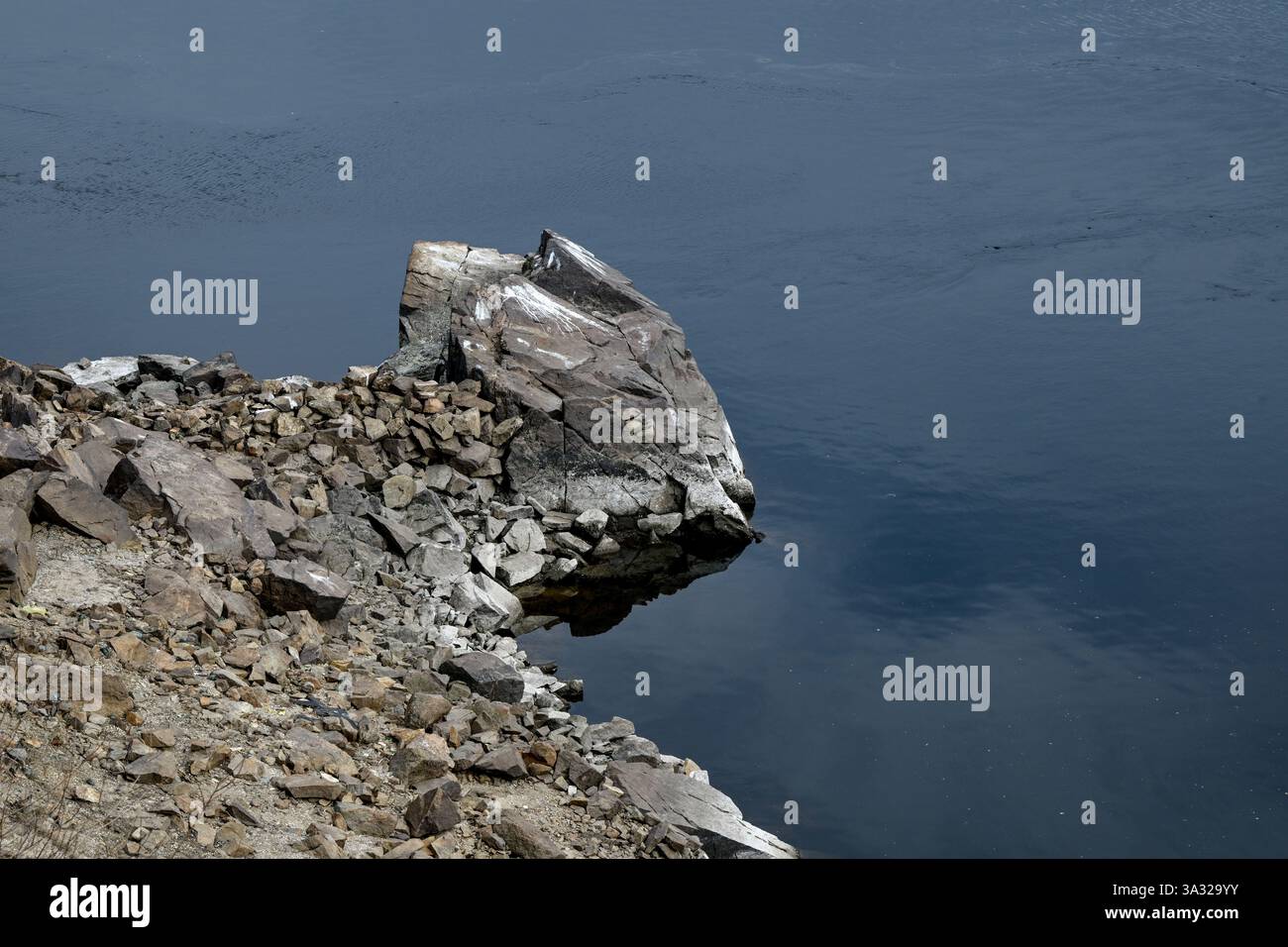 A rocky bank is pictured in the Vyrva tract in Zaporizhzhia, Ukraine ...