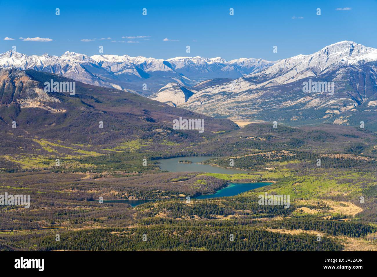 Jasper National Park summer landscape aerial panoramic view of Pyramid ...