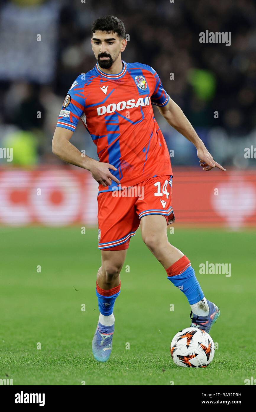 Viktoria Plzen's Iraqi defender Merchas Doski controls the ball during during UEFA Europa League ...