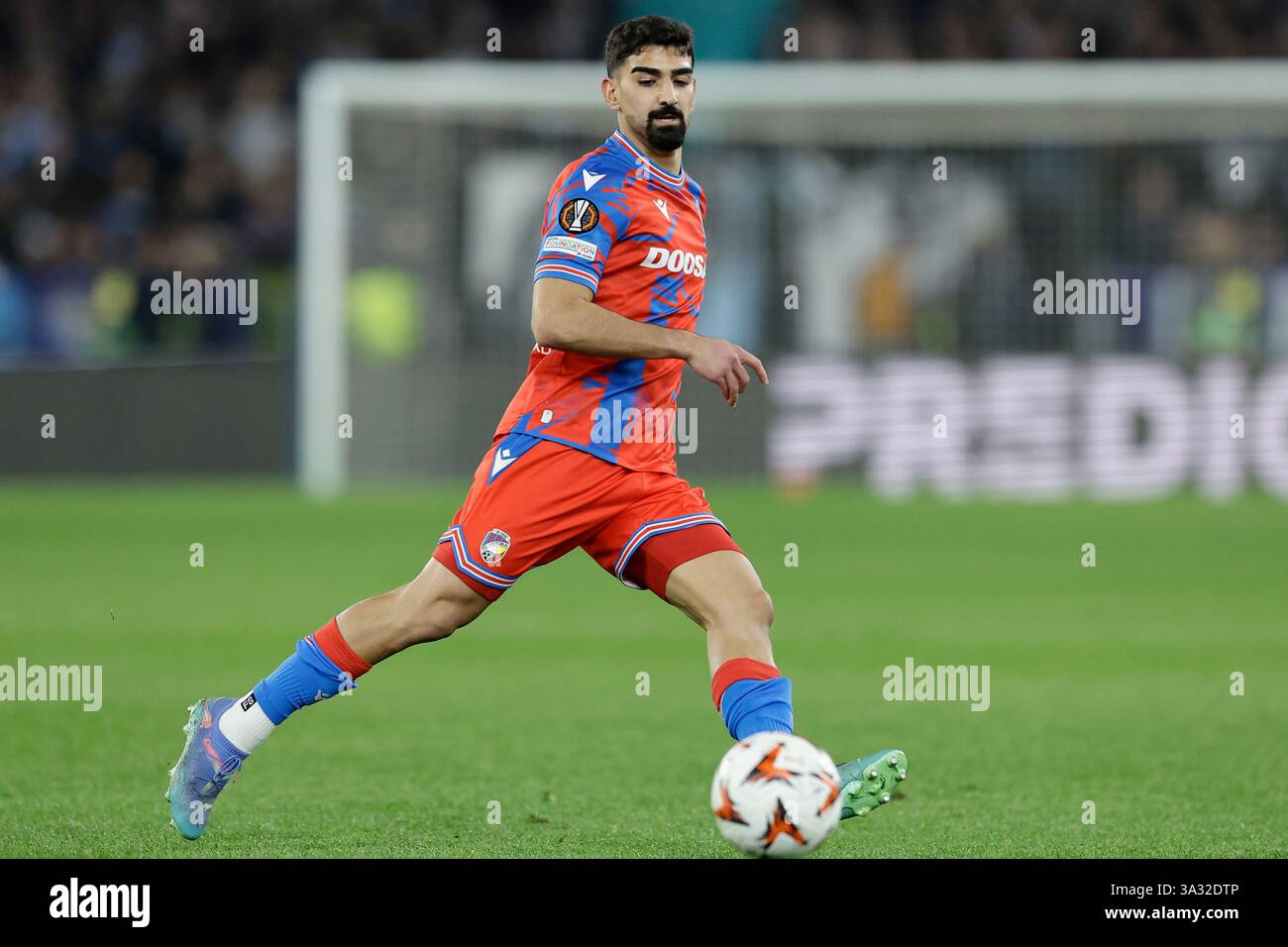 Viktoria Plzen's Iraqi defender Merchas Doski controls the ball during during UEFA Europa League ...