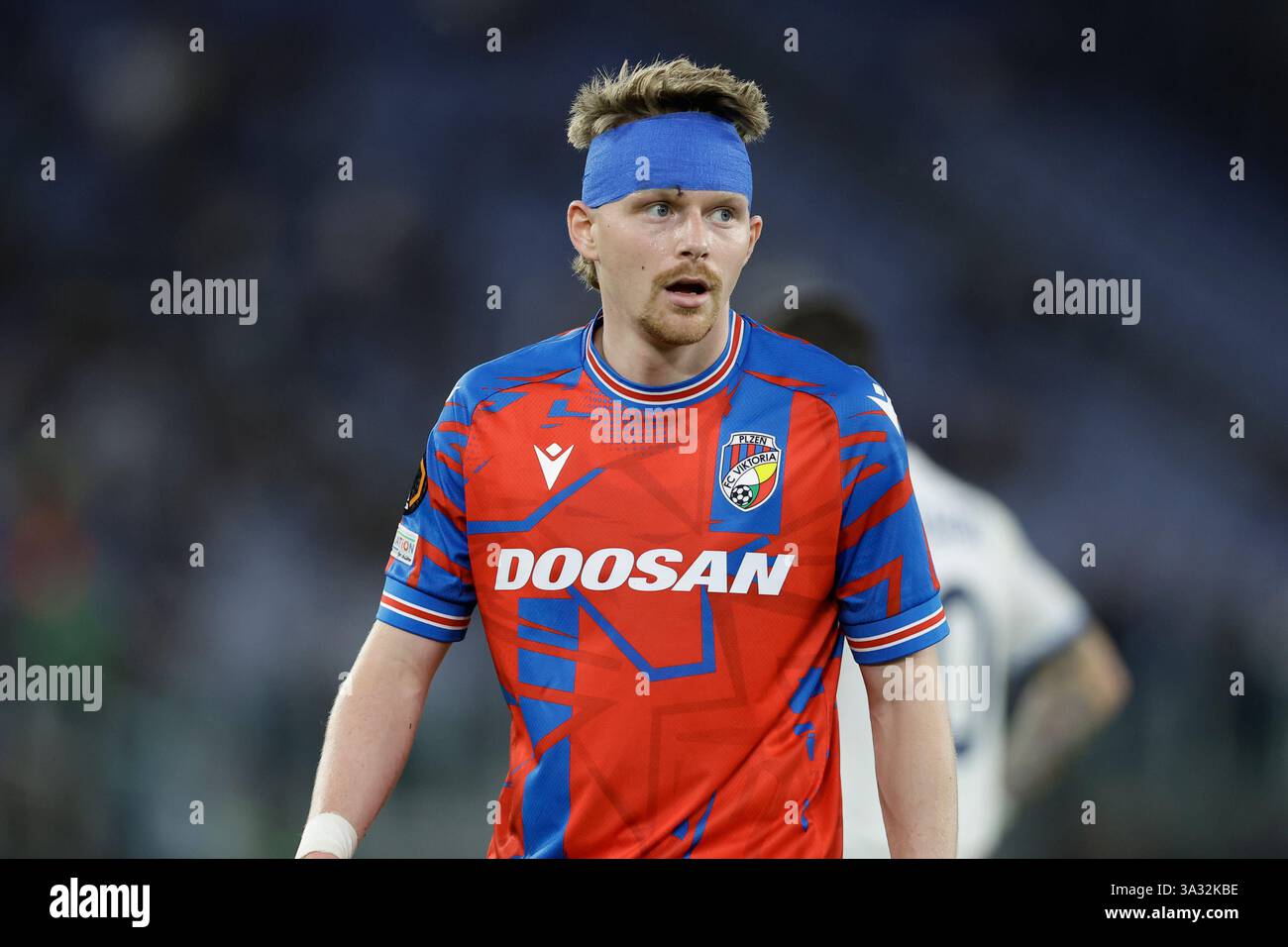 Rome, Italy. 13th Mar, 2025. Viktoria Plzen's Czech midfielder Pavel ...