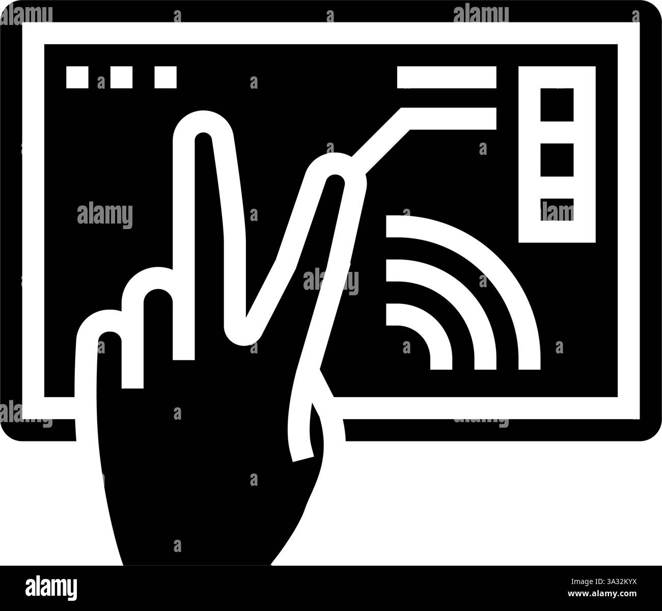 gesture control system auto tainment glyph icon vector illustration ...