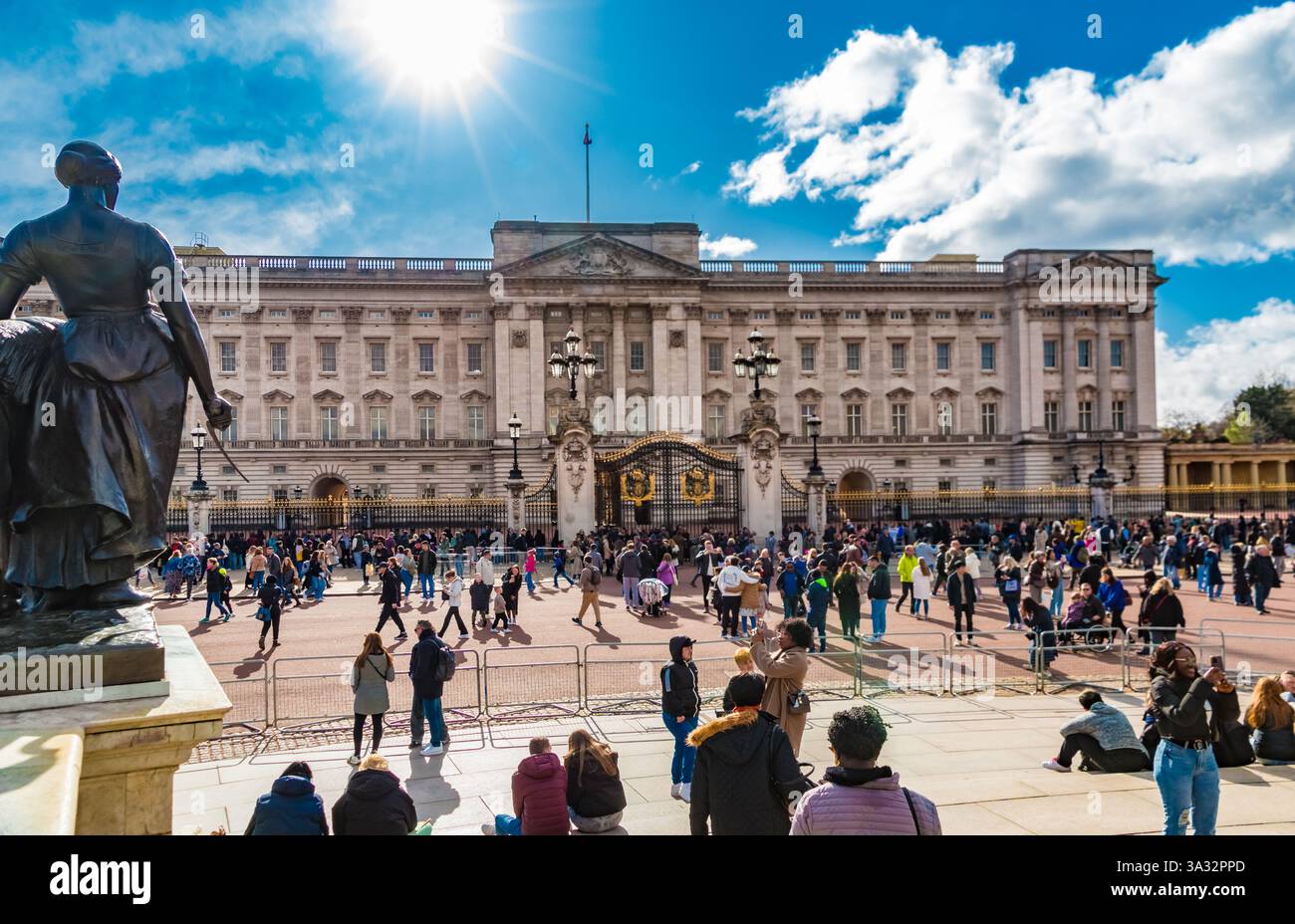 On the left corner of the Victoria Memorial stands a bronze female ...
