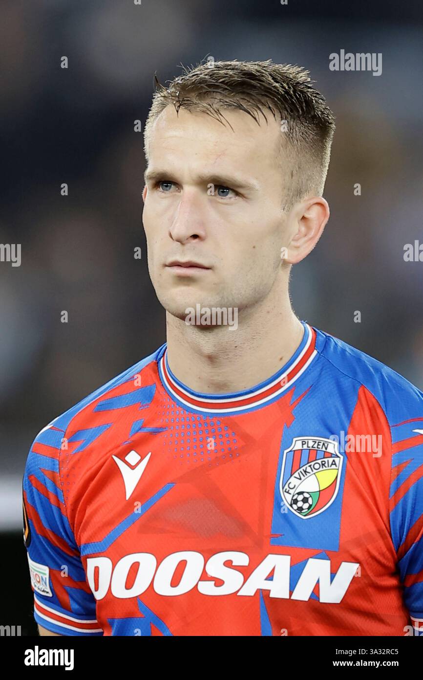 Rome, Italy. 13th Mar, 2025. Viktoria Plzen's Bosnian forward Amar ...