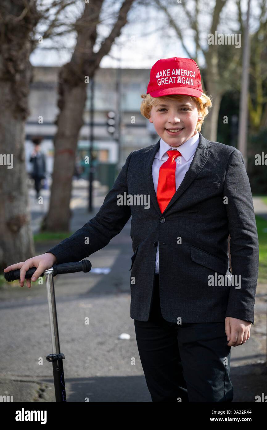 London, UK. 14 March 2025. A boy in Stamford Hill, north London ...
