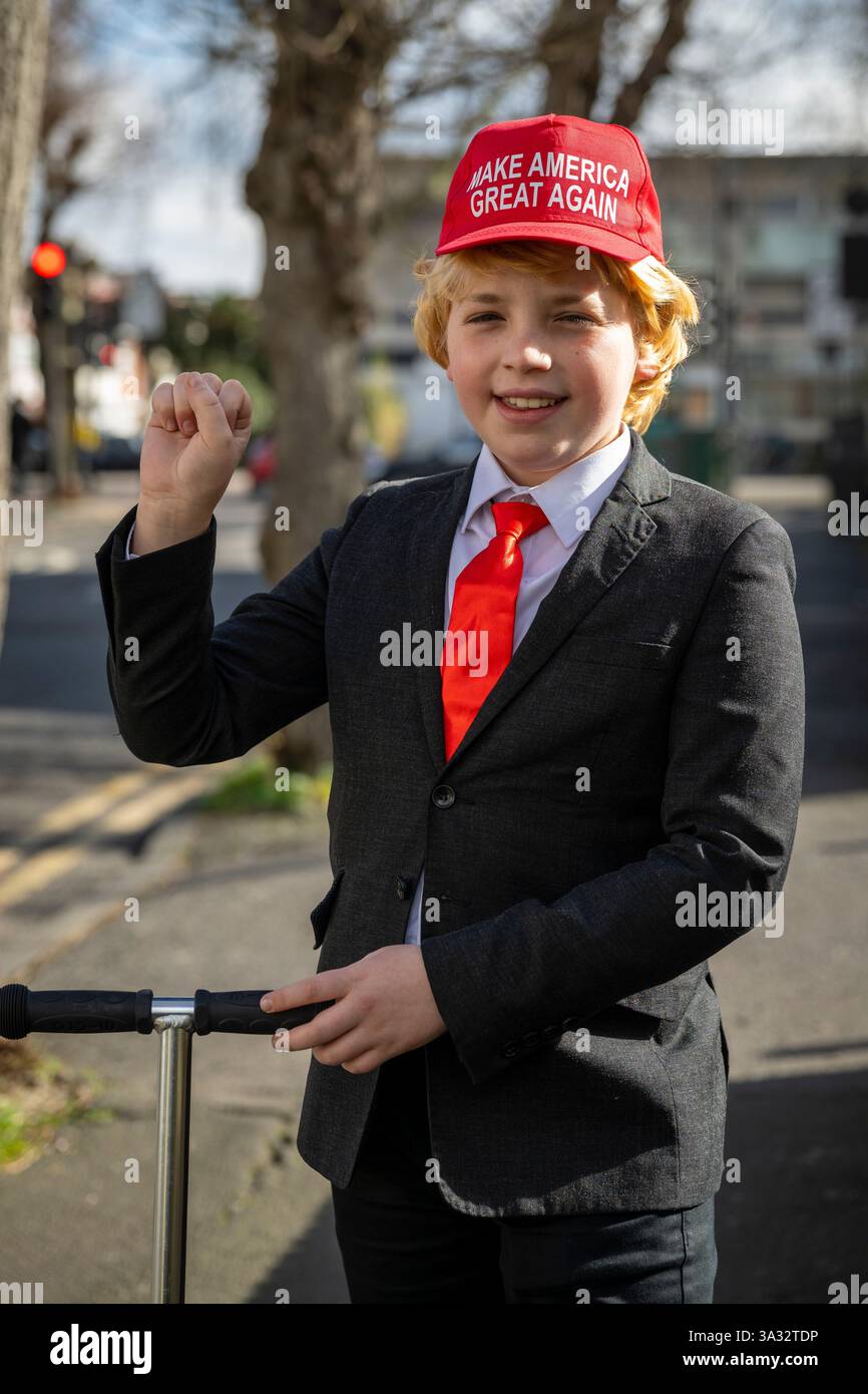 London, UK. 14 March 2025. A boy in Stamford Hill, north London ...