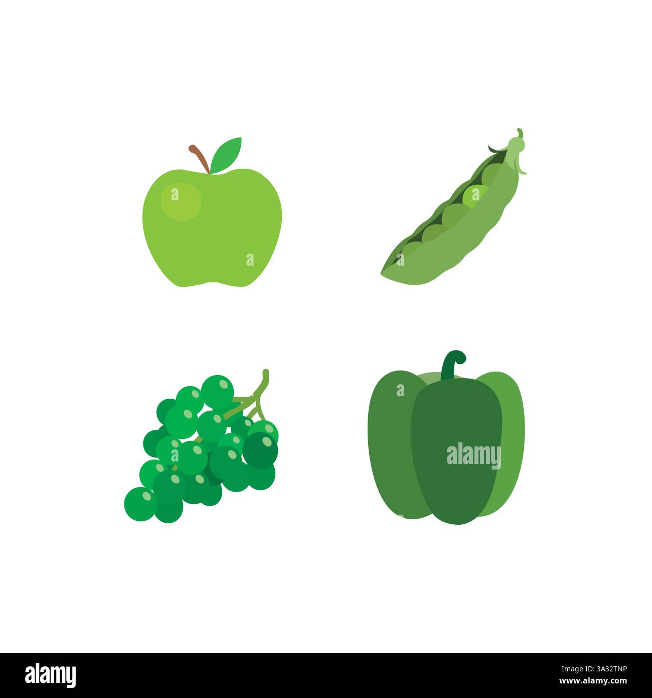 green food set apple pea paprika grapes emoji symbol sign icon vector ...