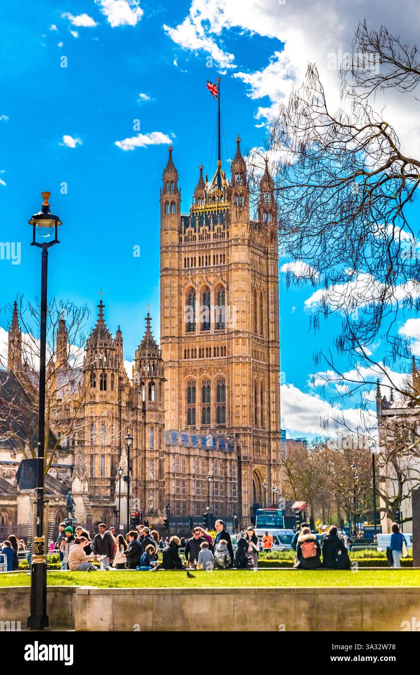 Great view of the famous Victoria Tower, the largest and tallest tower ...