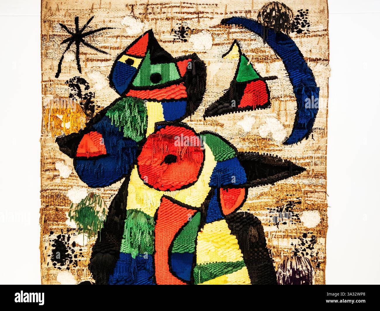 Close-up detail of a mixed media tapestry by Joan Miro and Josep Royo ...