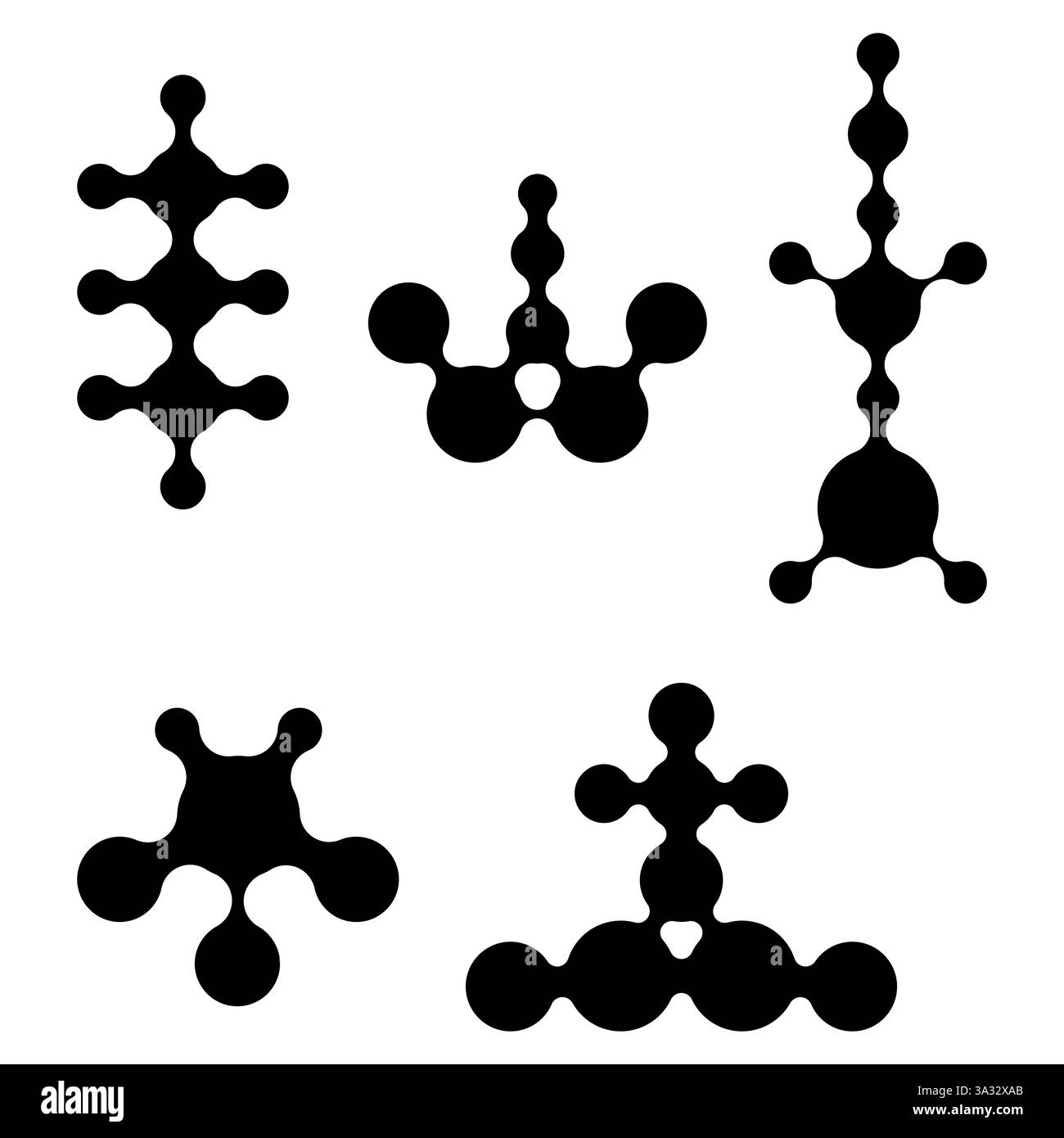 Vector Metaball Connect Dot Set. Molecule chain. Circle Shapes. Abstract Geometric Dots ...