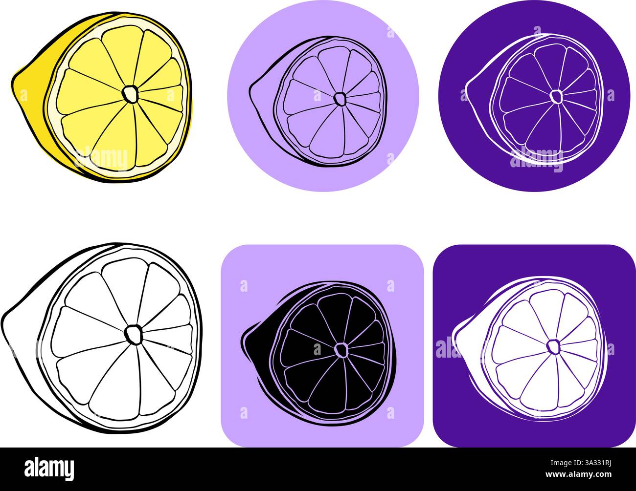 lemon half fruit isolated logo. vector illustrations yellow lemonade ...