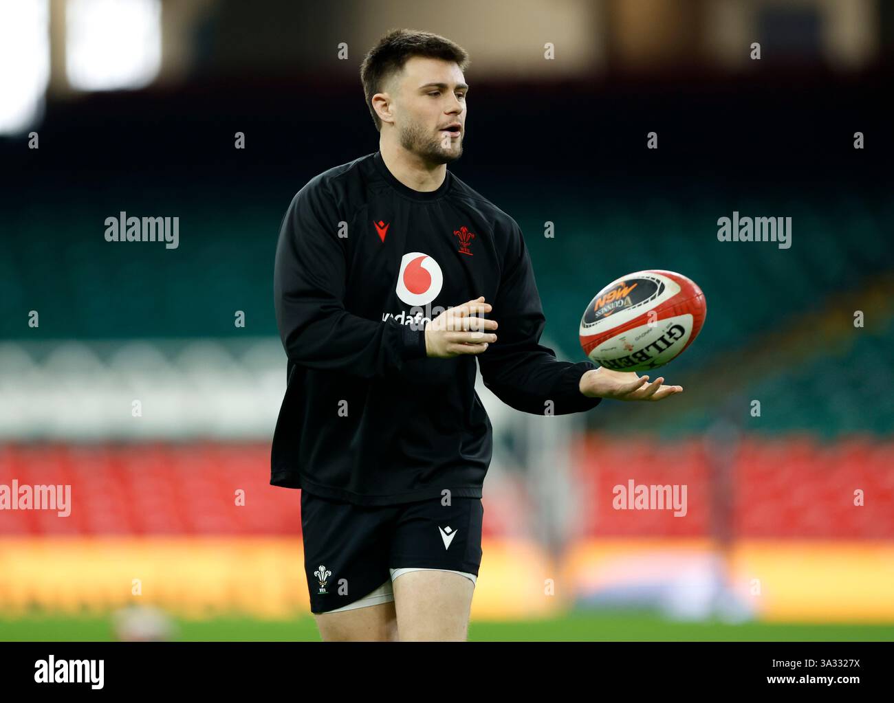 Wales' Joe Roberts during a captain's run at Principality Stadium ...