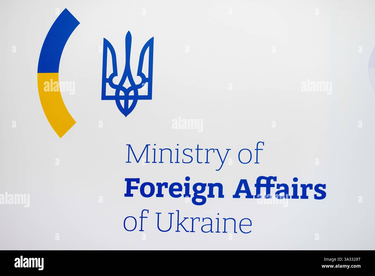 Ministry of Foreign Affairs of Ukraine logo seen at visit of Austrian ...