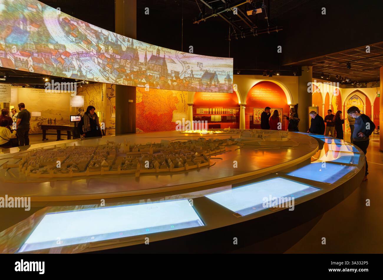 Interior exhibition inside Museum of Polish Jews in Warsaw - POLIN. Building designed by Finnish ...