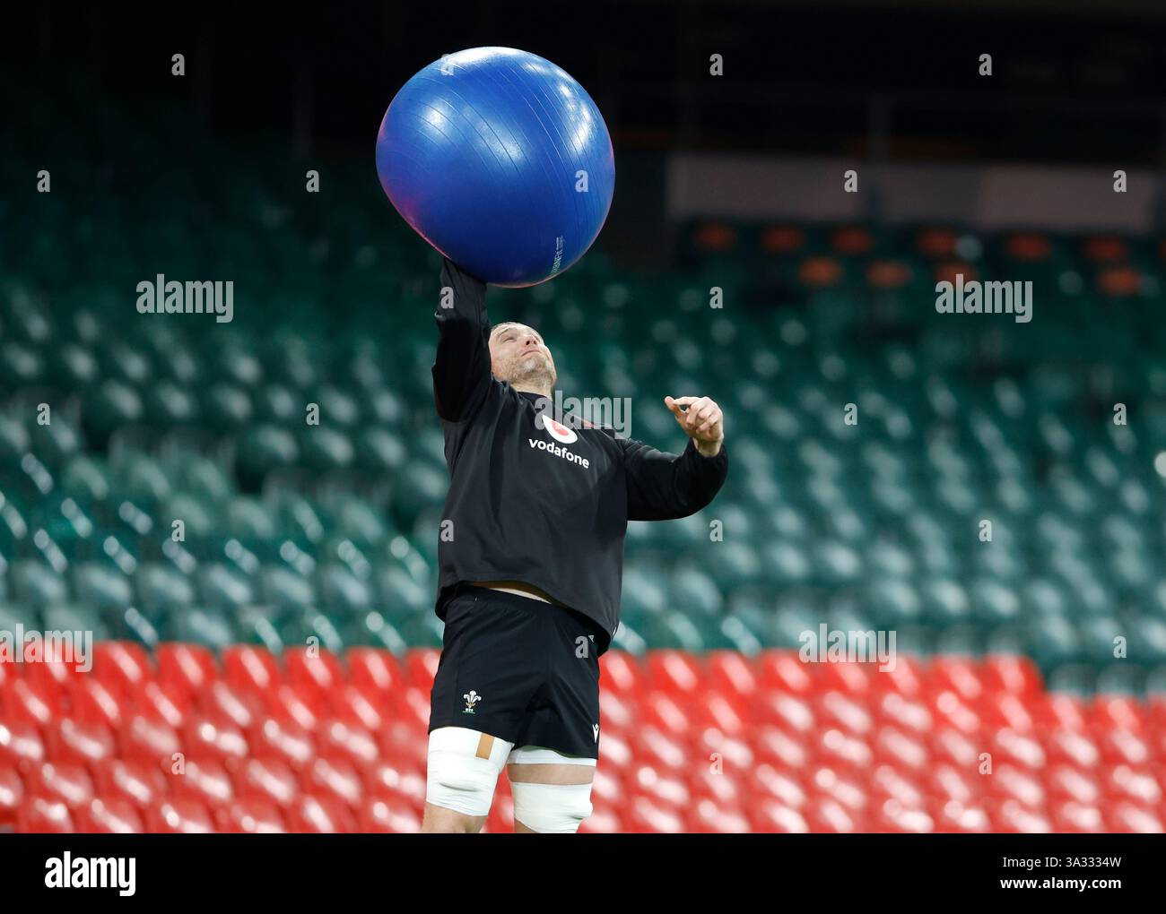 Wales' Will Rowlands during a captain's run at Principality Stadium ...