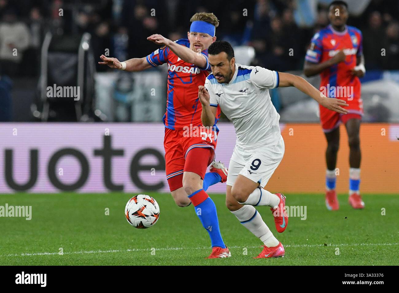 Rome, Lazio. 13th Mar, 2025. Pavel Sulc of Viktoria Plzen, Pedro ...
