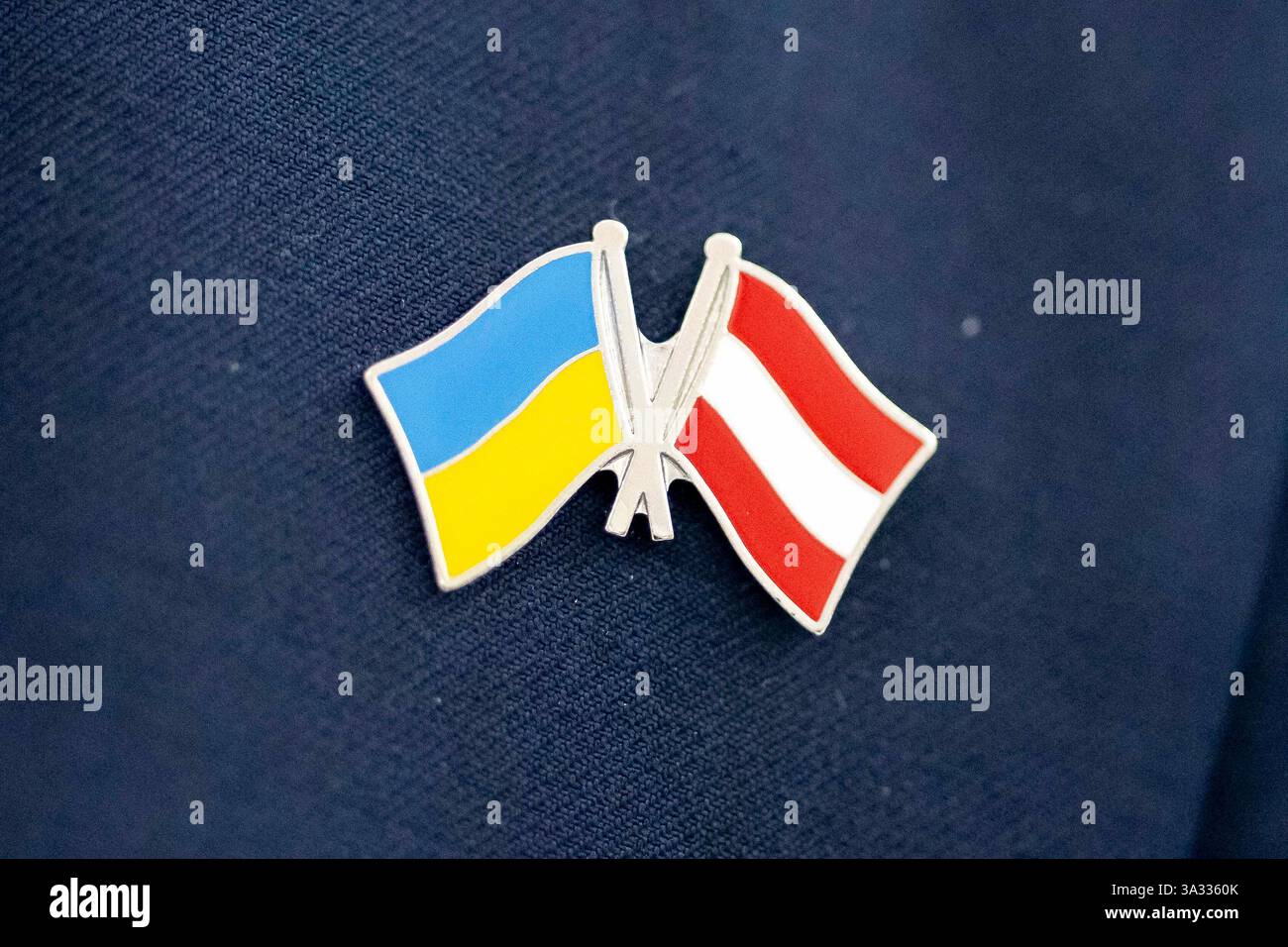 Kyiv, Kyiv City, Ukraine. 14th Mar, 2025. Austrian and Ukrainian flag ...