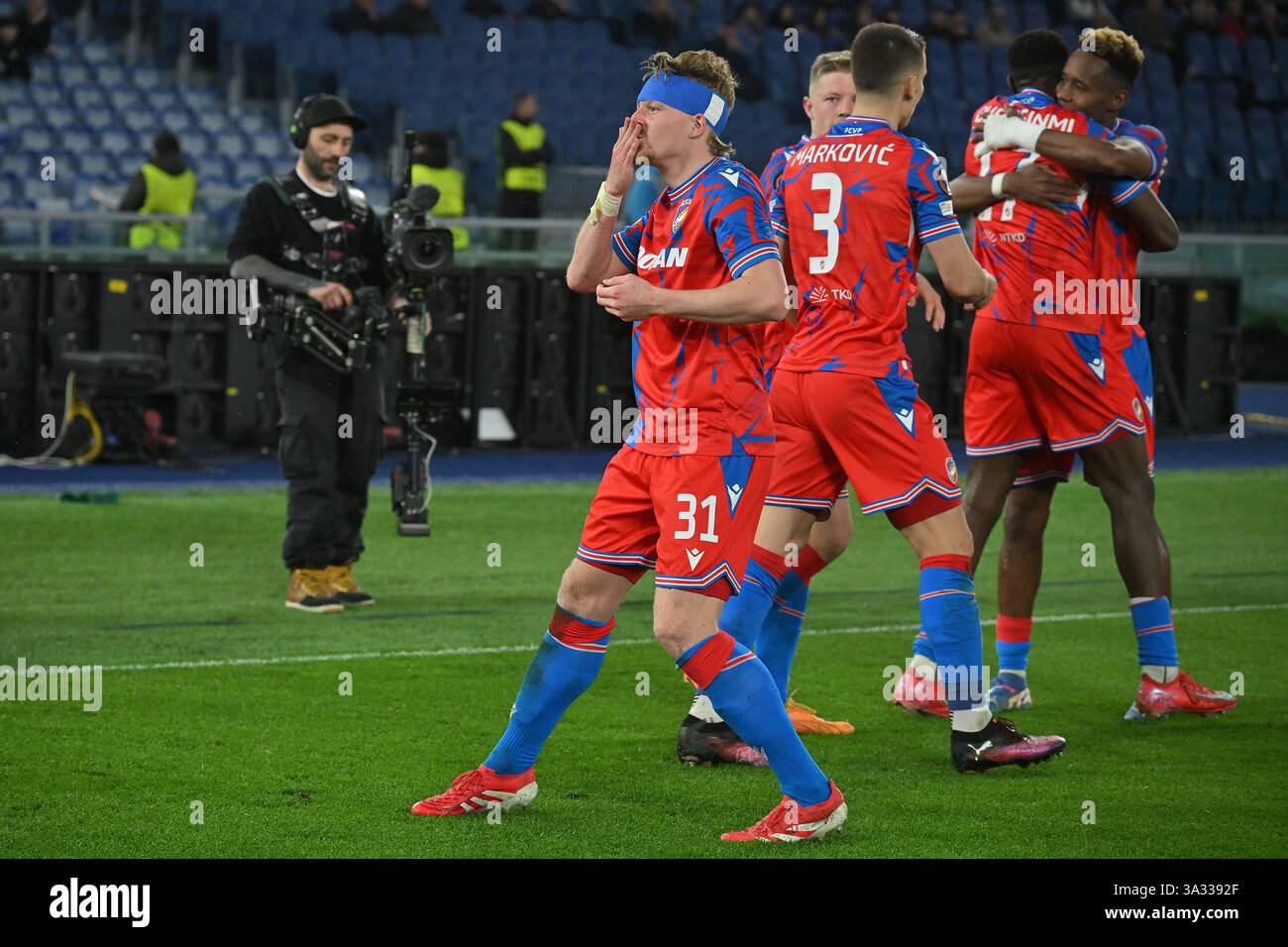 Rome, Lazio. 13th Mar, 2025. Pavel Sulc of Viktoria Plzen celebrates ...