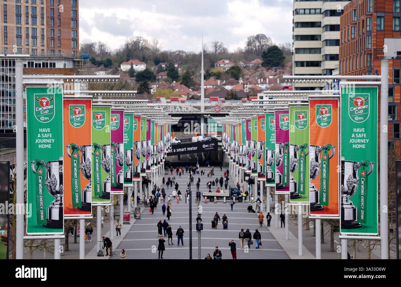 A general view of Wembley Way in London ahead of the Carabao Cup Final ...