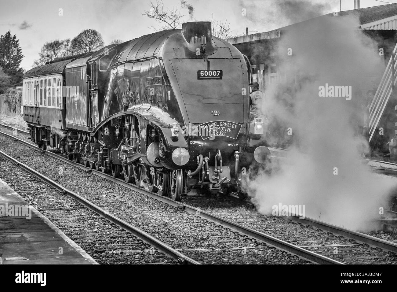 The image is of the famous LNER A4 Pacific Class 4-6-2 Sir Nigel Gresley 60007 steam train ...