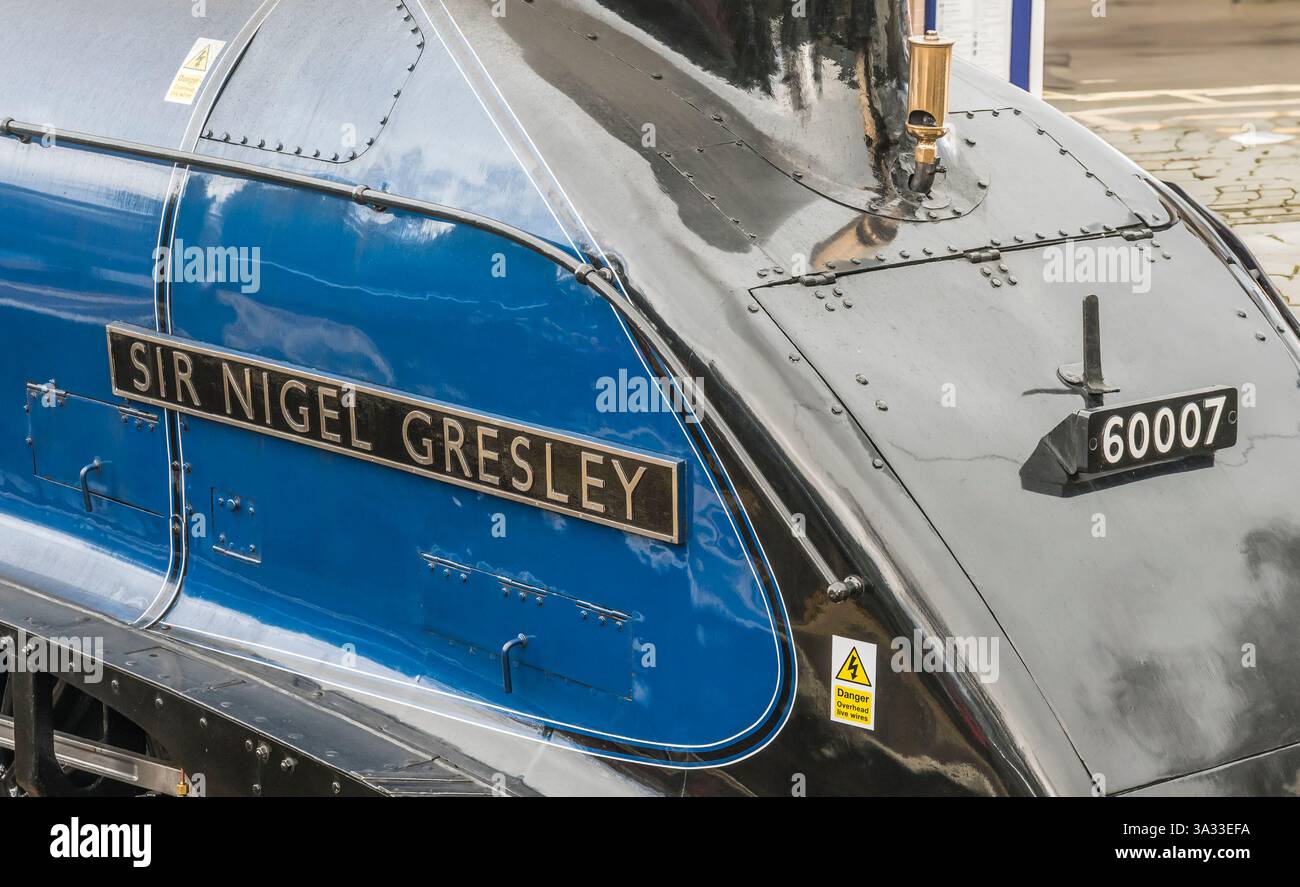 The image is of the famous LNER A4 Pacific Class 4-6-2 Sir Nigel Gresley 60007 steam train ...
