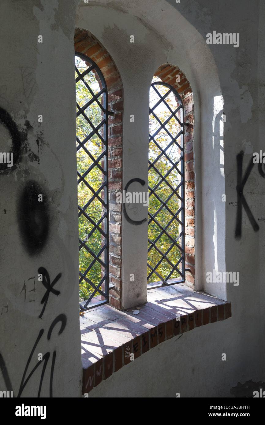 2 windows inside the observation tower Juttaturm or Bismarck Tower ...
