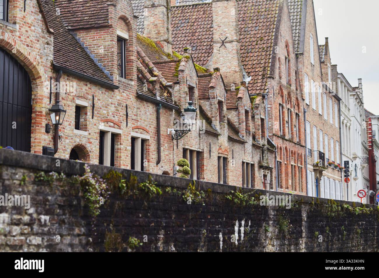 Historic Bruges Architecture with Brick Facades and ancient windows ...
