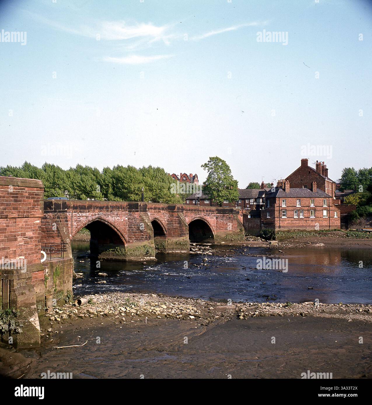 Location: Cheshire; the arches of the Dee Bridge at Chester Stock Photo ...