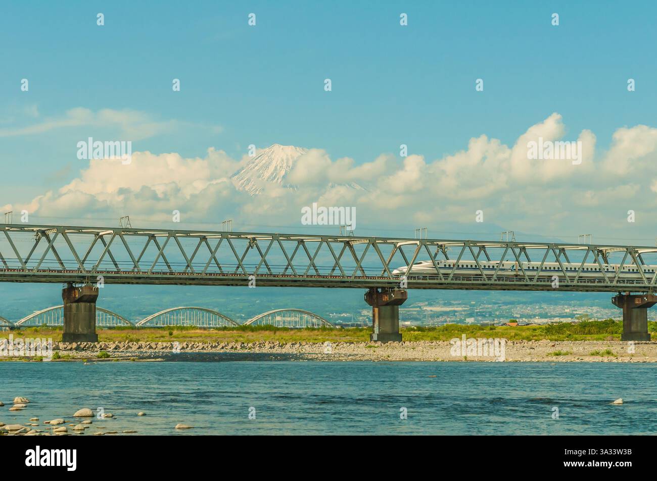Shinkansen Seen from Fuji River Stock Photo - Alamy