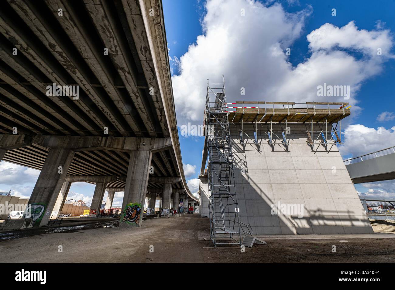 Antwerp, Belgium. 14th Mar, 2025. Construction activity is seen during ...