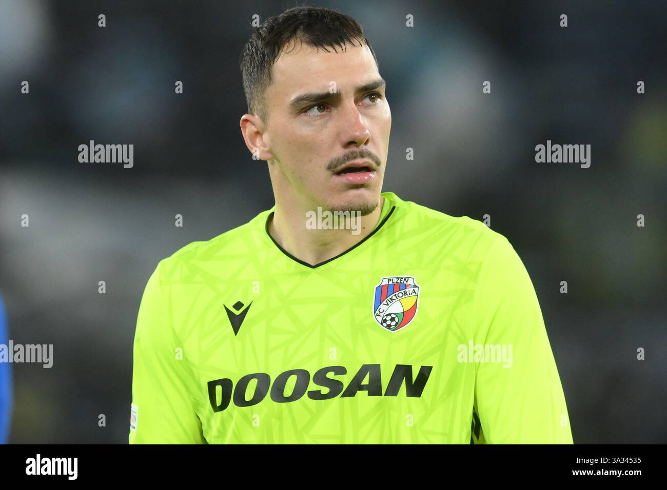 Rome, Italy. 13th Mar, 2025. Martin Jedlicka of FC Viktoria Plzen look ...