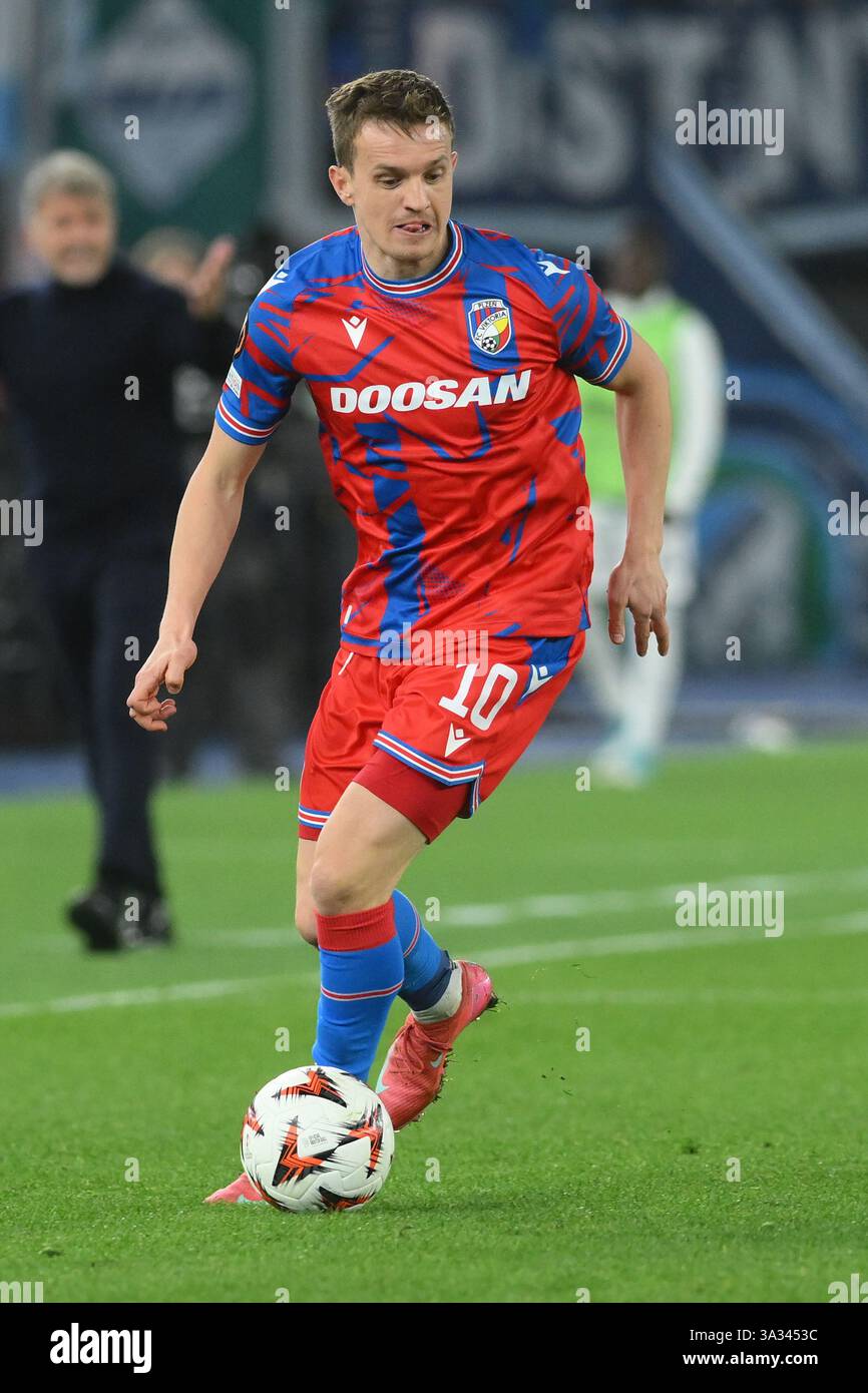 Rome, Italy. 13th Mar, 2025. Jan Kopic of FC Viktoria Plzen in action ...