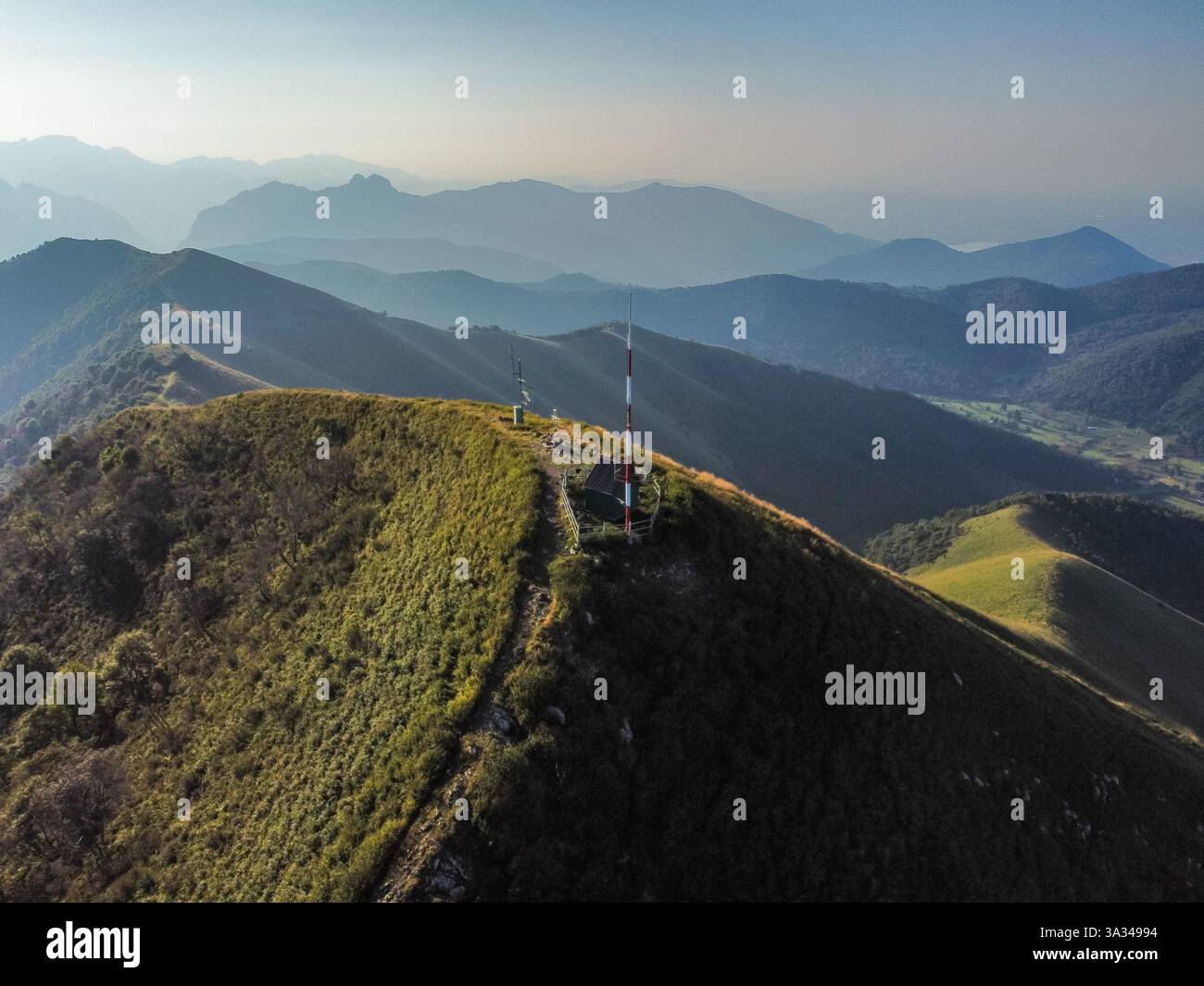 aerial view of the panorama surrounding the summit of Mount San Primo ...