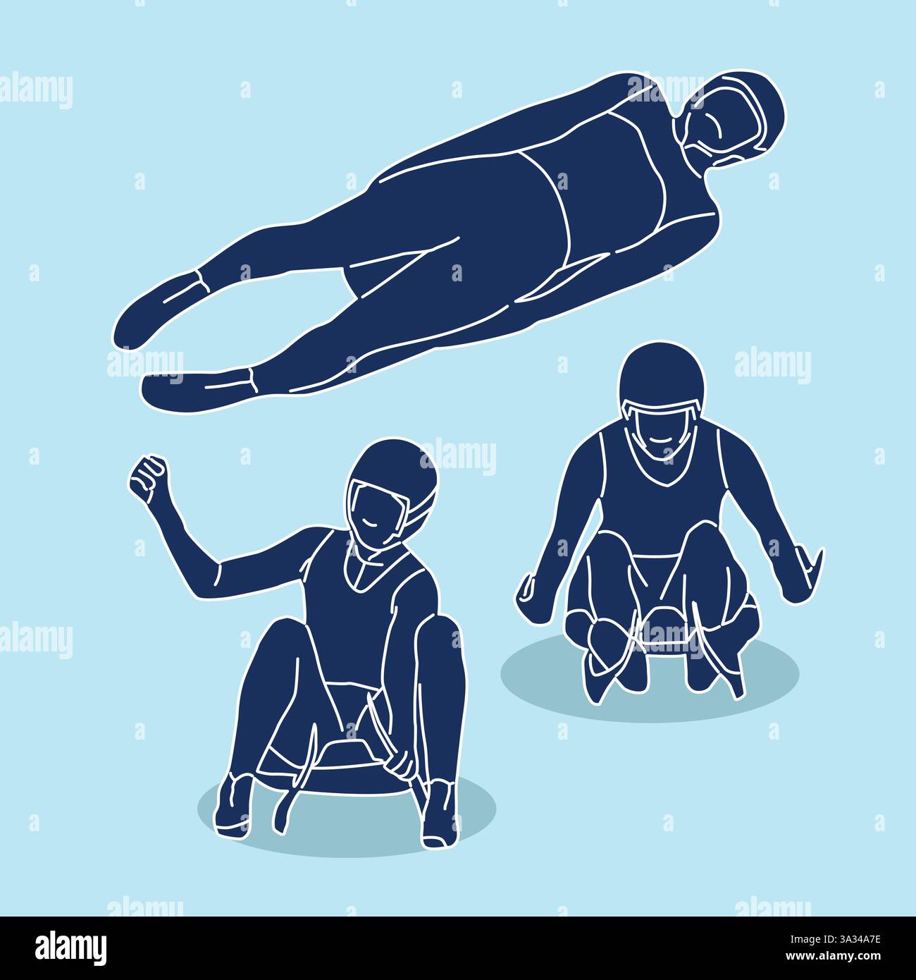 luge line outline set sports winter, vector illustration Stock Vector ...